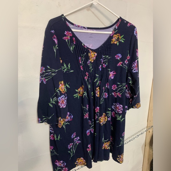 Woman Within | Tops | Woman Within Navy Floral Blouse | Poshmark